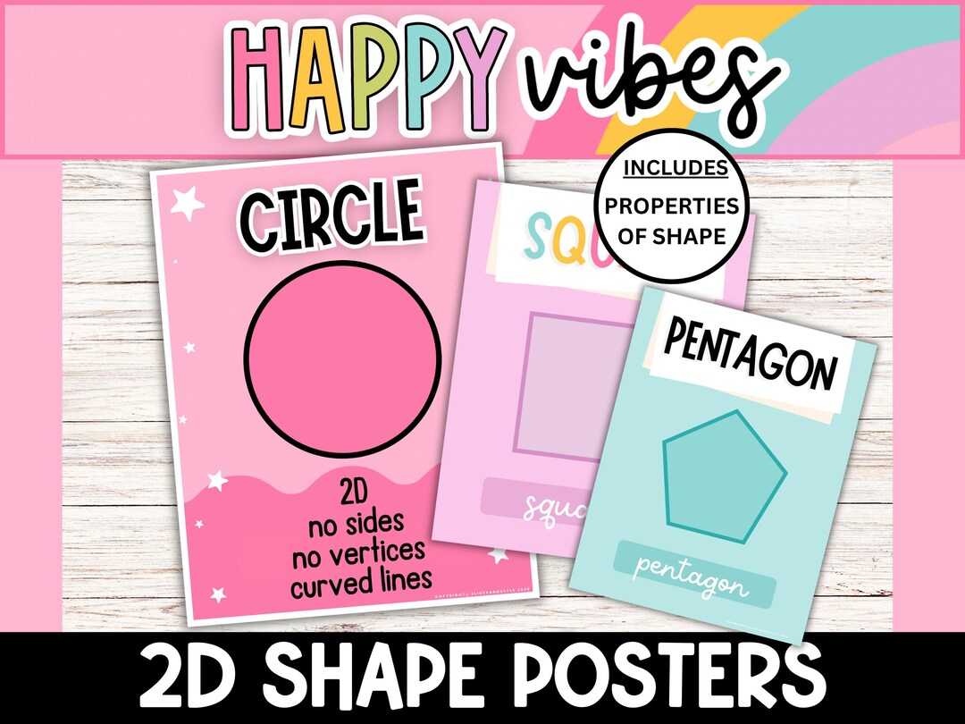 Colorful 2D Shapes Poster Set: Bright Classroom Math Decor (PDF ...