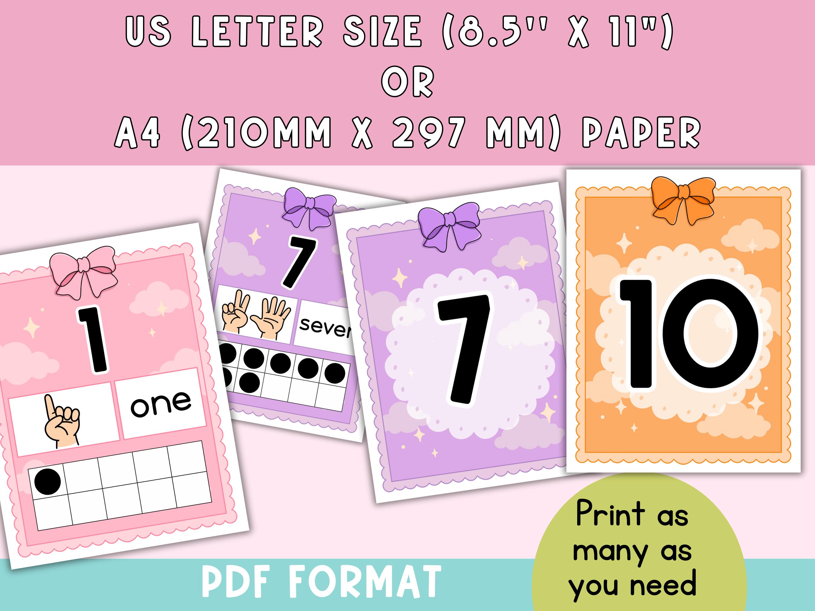 Pastel Number Posters 1-10: ASL, Tens Frame, Classroom Math (PDF ...