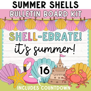 Summer Shells Bulletin Board Kit: Seaside Vacation Countdown (digital ...