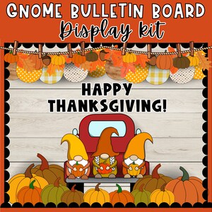 Thanksgiving Bulletin Board Kit | Gnome Decor for Thanksgiving ...