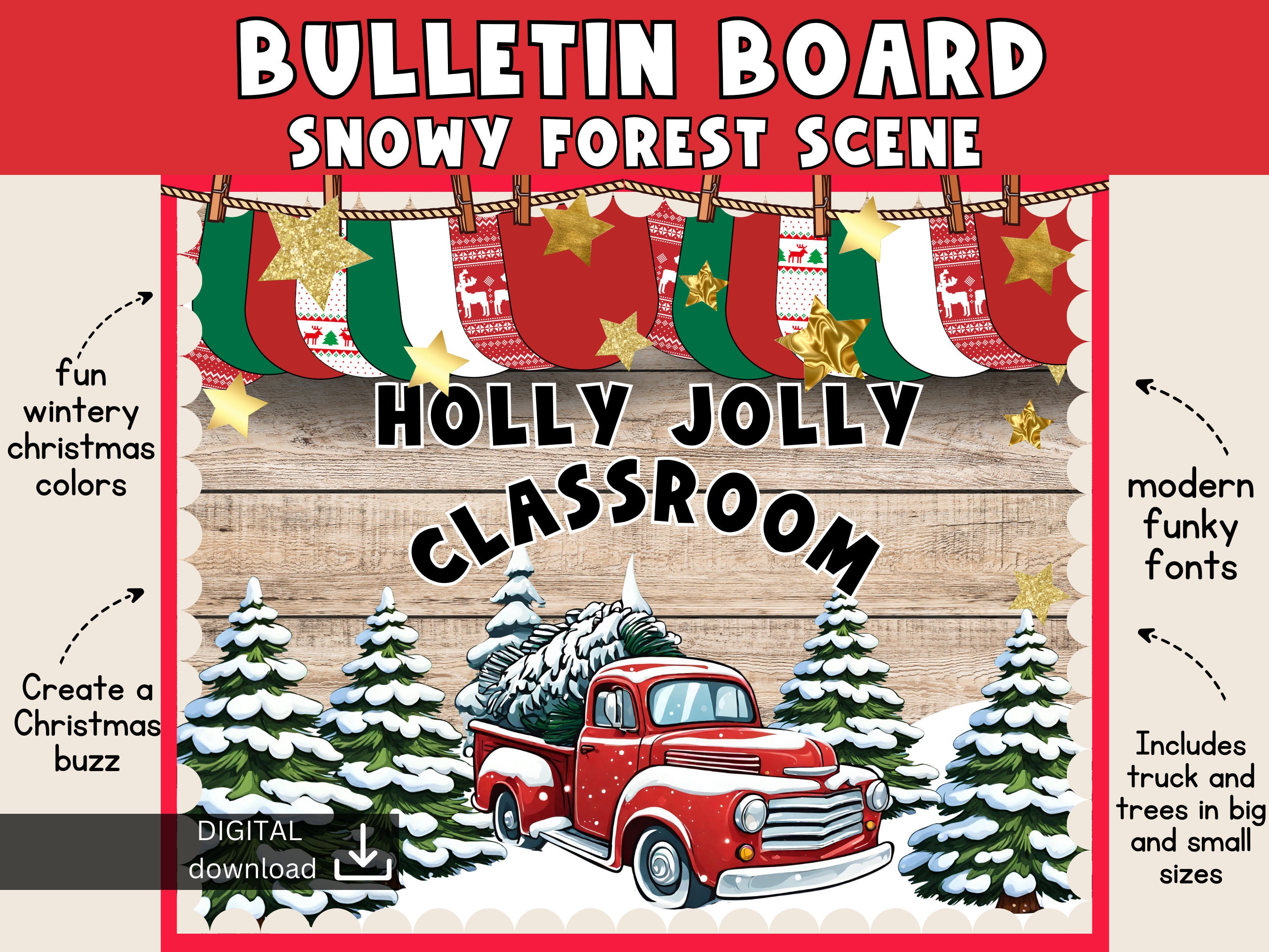 Christmas Tree Truck Bulletin Board Christmas Bulletin Board Decor ...