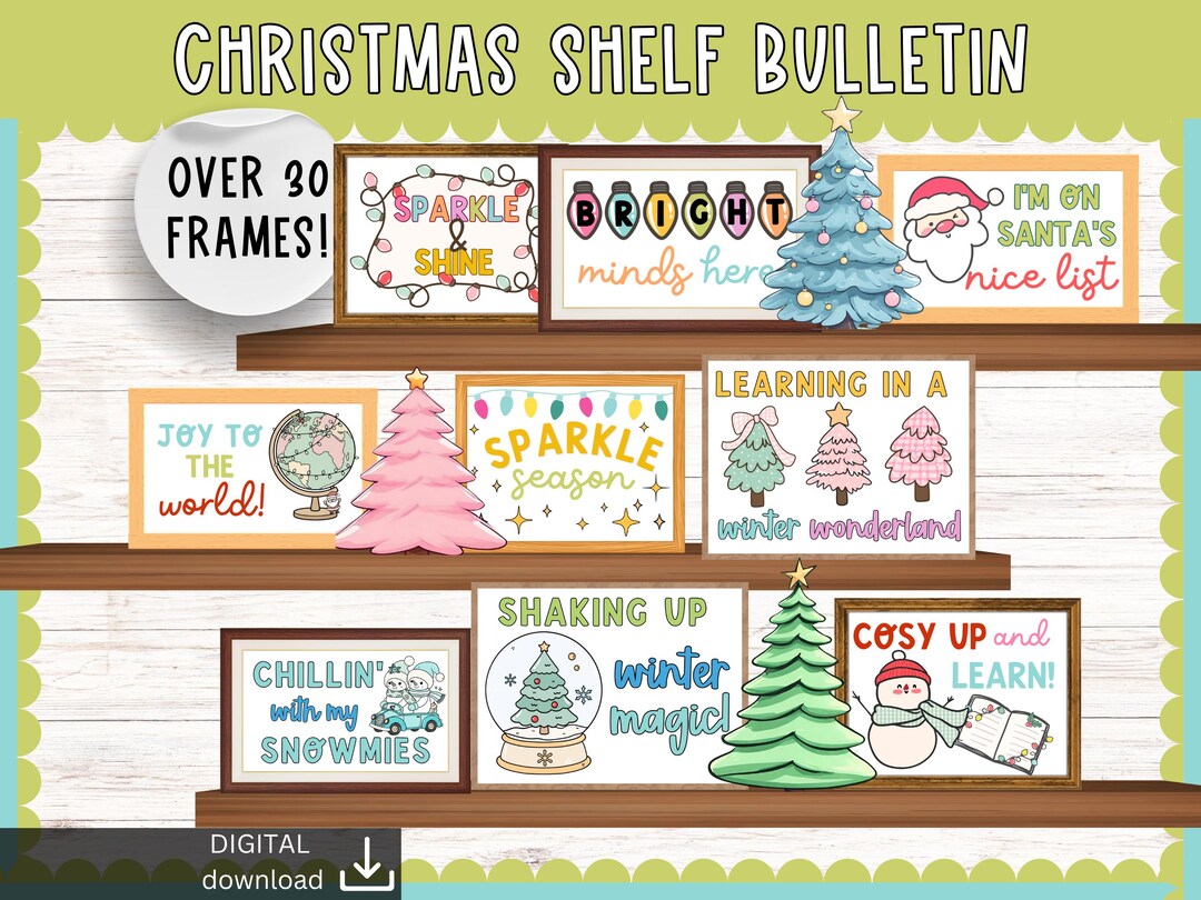 Holiday Bulletin Board | Christmas Shelf Bulletin Board | Festive ...