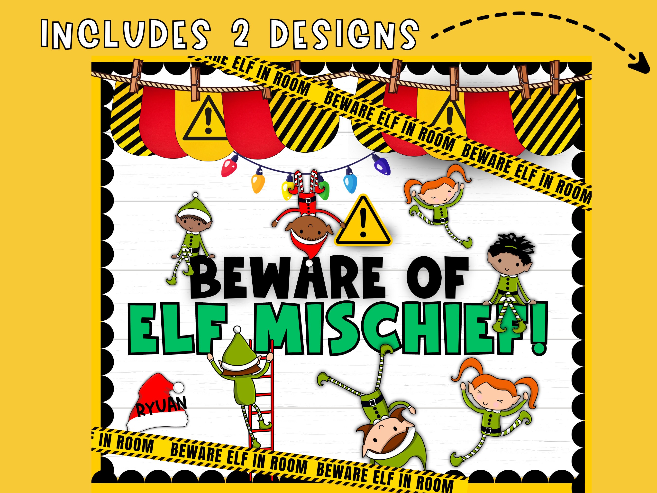 Elf Bulletin Board Christmas Classroom Decor Christmas Bulletin Board ...