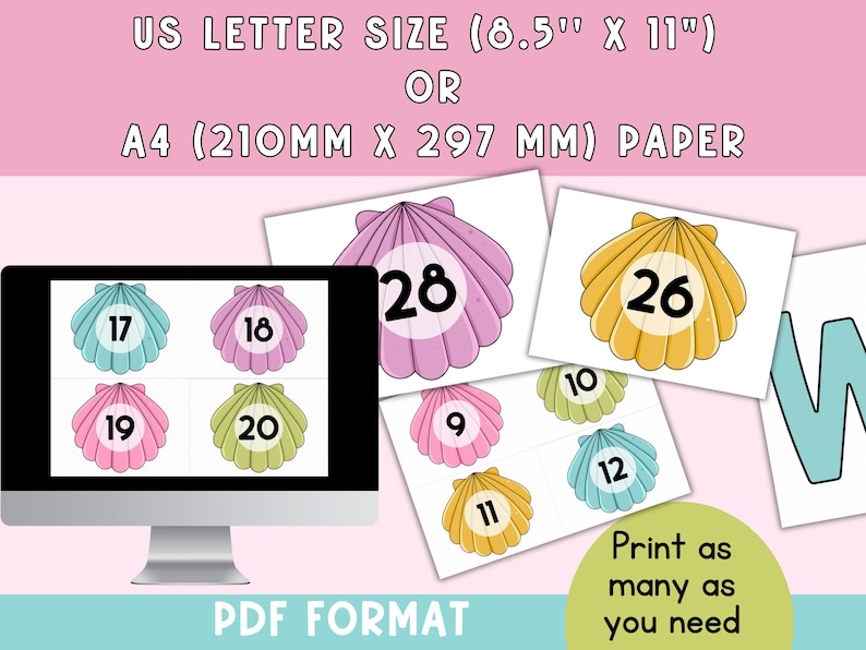 Summer Countdown Bulletin Board Kit: Seashell Decor (digital Download ...