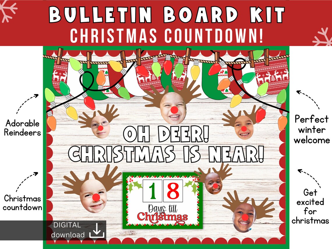Christmas Countdown Bulletin Board Christmas Calendar Reindeer ...
