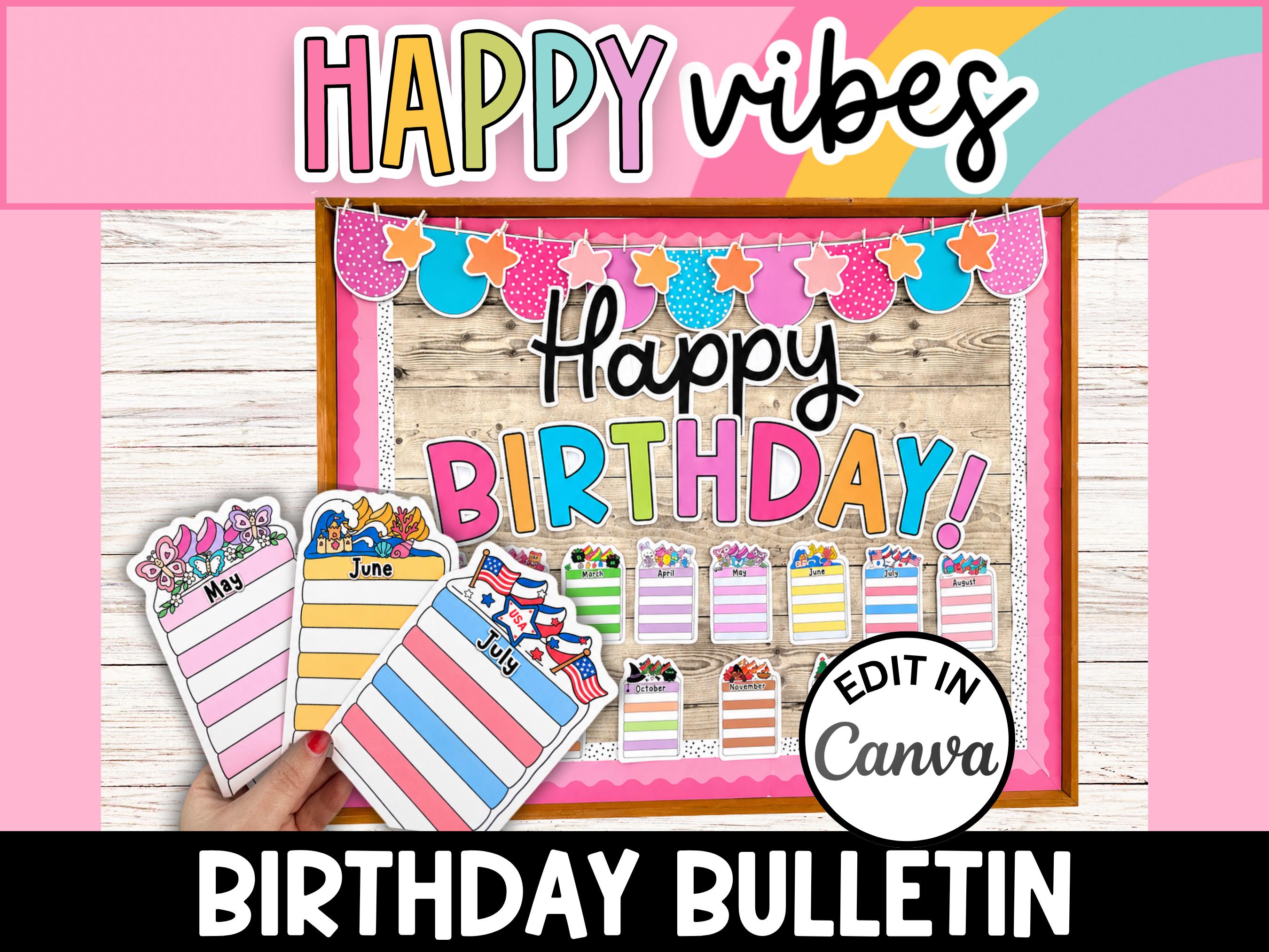 Colorful Birthday Bulletin Board: Bright Classroom Decor (PDF Download ...