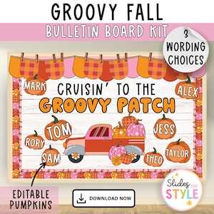 Groovy Fall Bulletin Board Kit | Retro Pumpkin Bulletin Board | Groovy ...