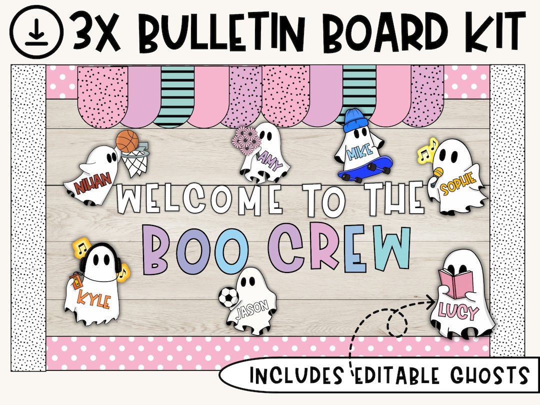 Boo Crew Bulletin Board Kit Pastel Halloween Decor Bulletin - Etsy