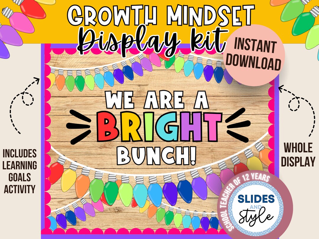 Christmas Classroom Decor Printable | Growth Mindset Bulletin Board ...