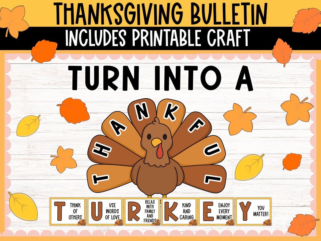 Thankful Turkey Bulletin Board Kit: Thanksgiving Classroom Decor ...