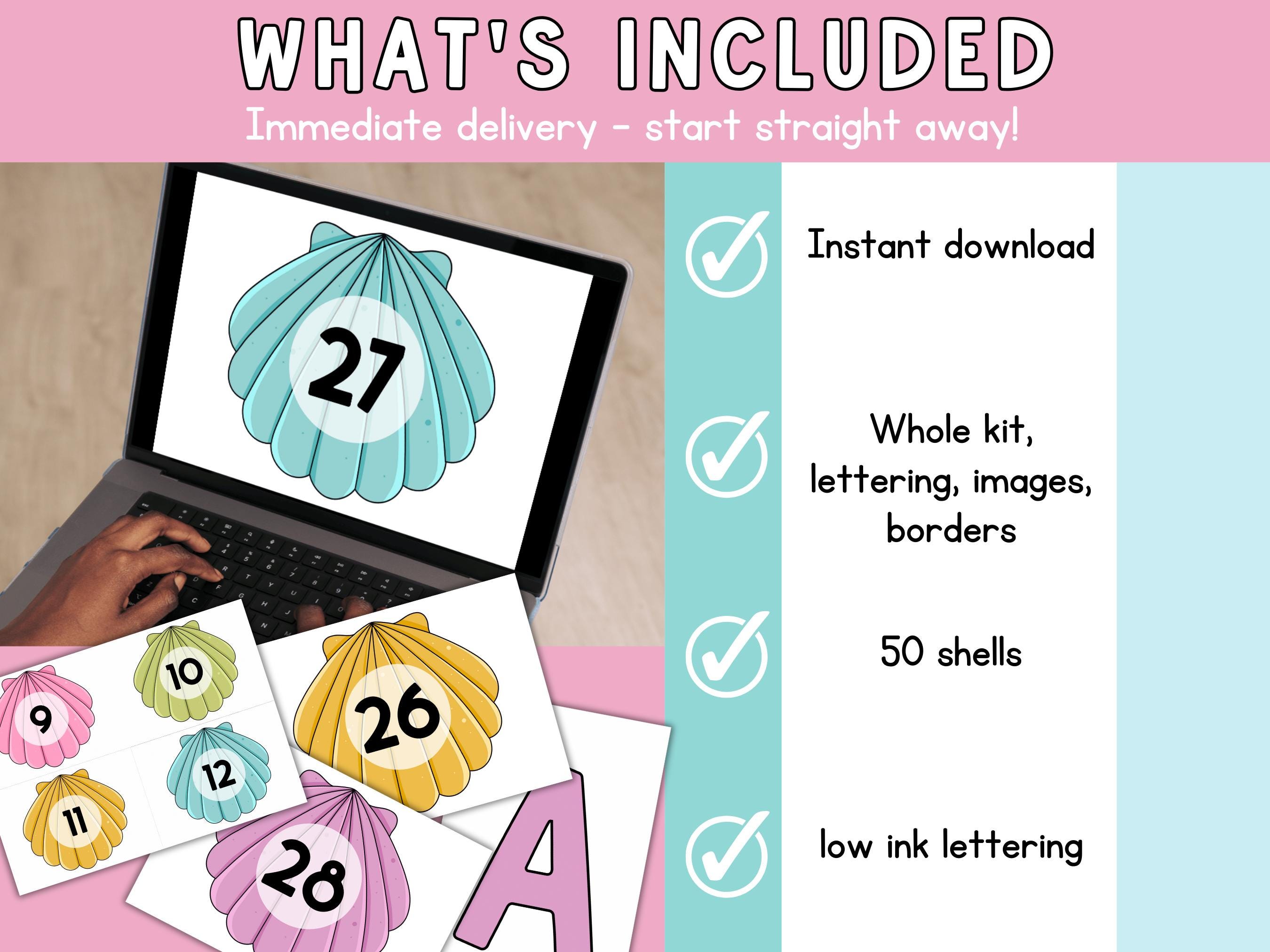 Summer Countdown Bulletin Board Kit: Seashell Decor (digital Download ...