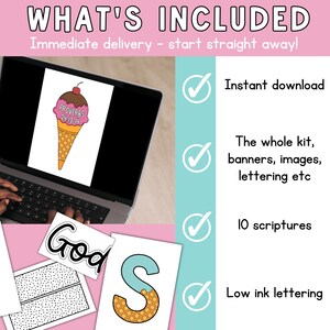Faith Ice Cream Bulletin Board Kit: Scripture Classroom Decor (digital ...