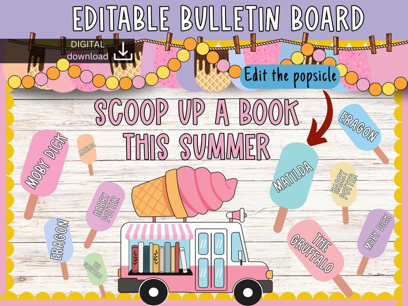 Library Bulletin Board | Summer Reading Bulletin Board | Ice Cream ...