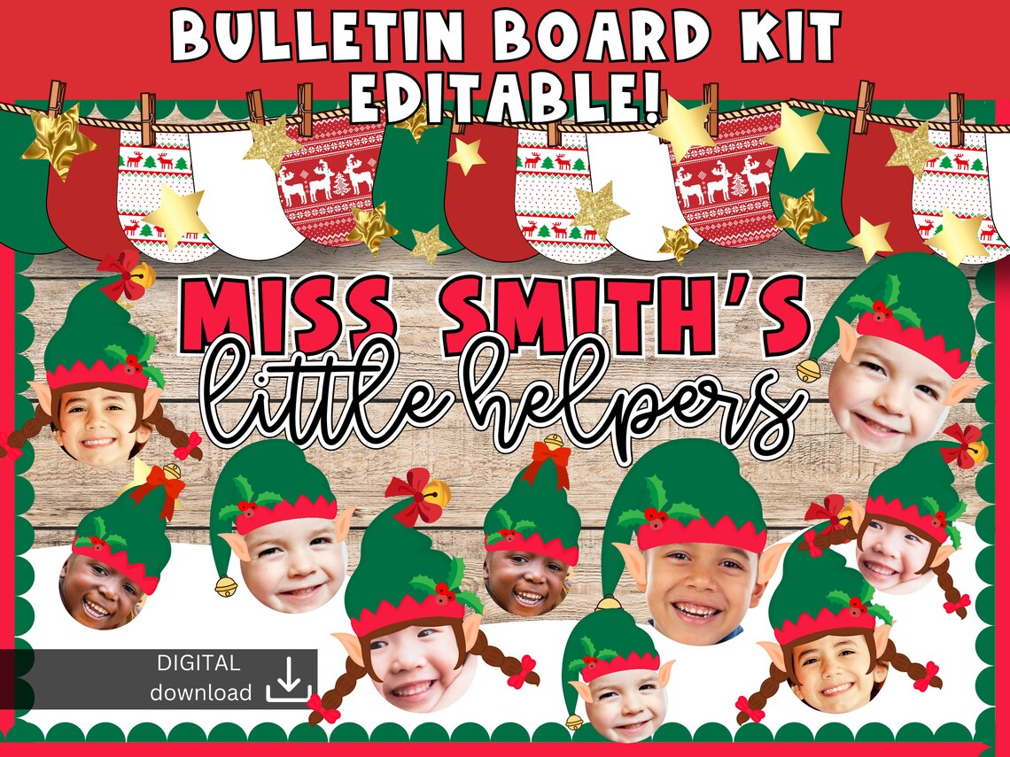 Elf Bulletin Board | Christmas Classroom Decor Printable | Little ...