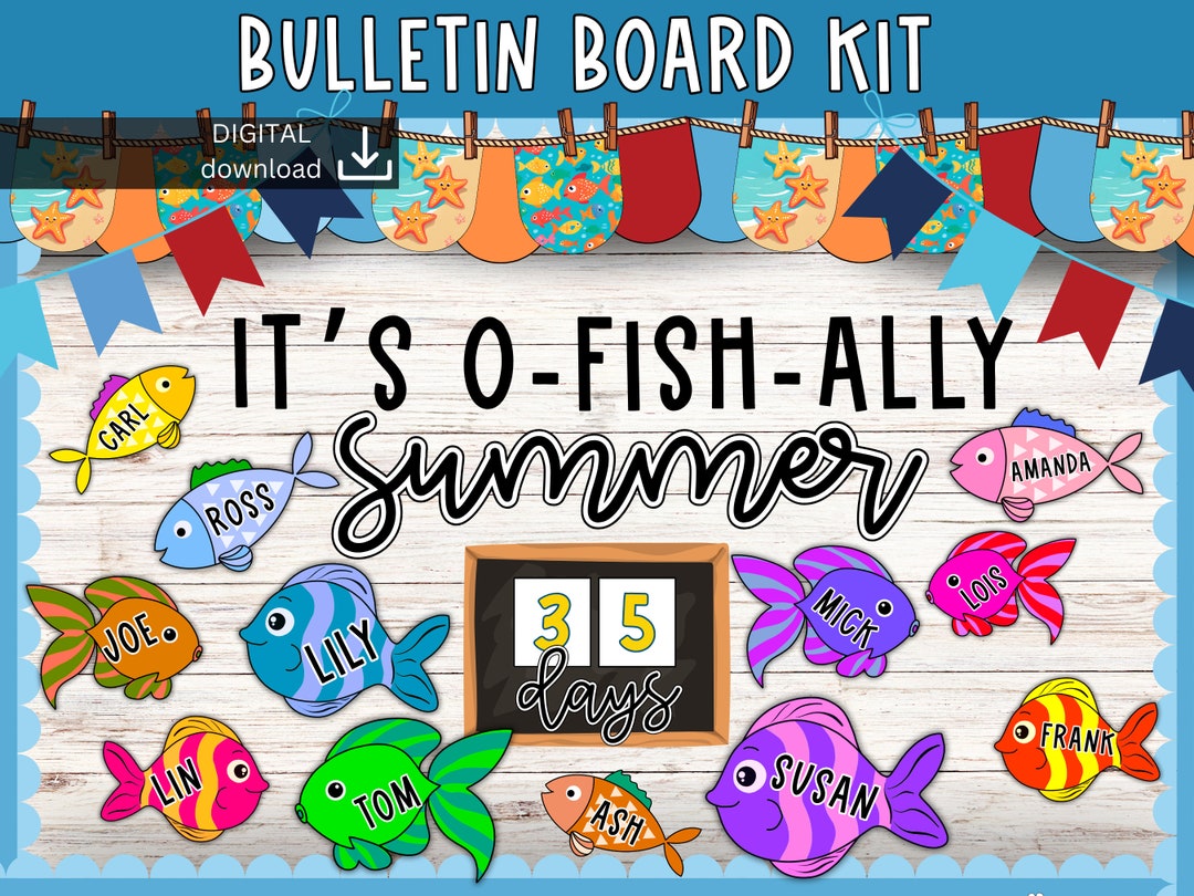 Summer Countdown Bulletin Board | End of Year Bulletin Board | Seaside ...