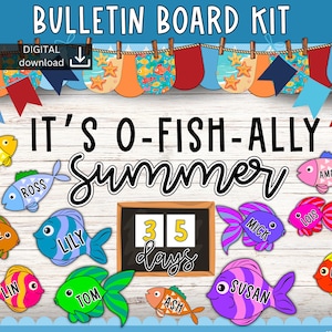 Summer Countdown Bulletin Board | End of Year Bulletin Board | Seaside ...