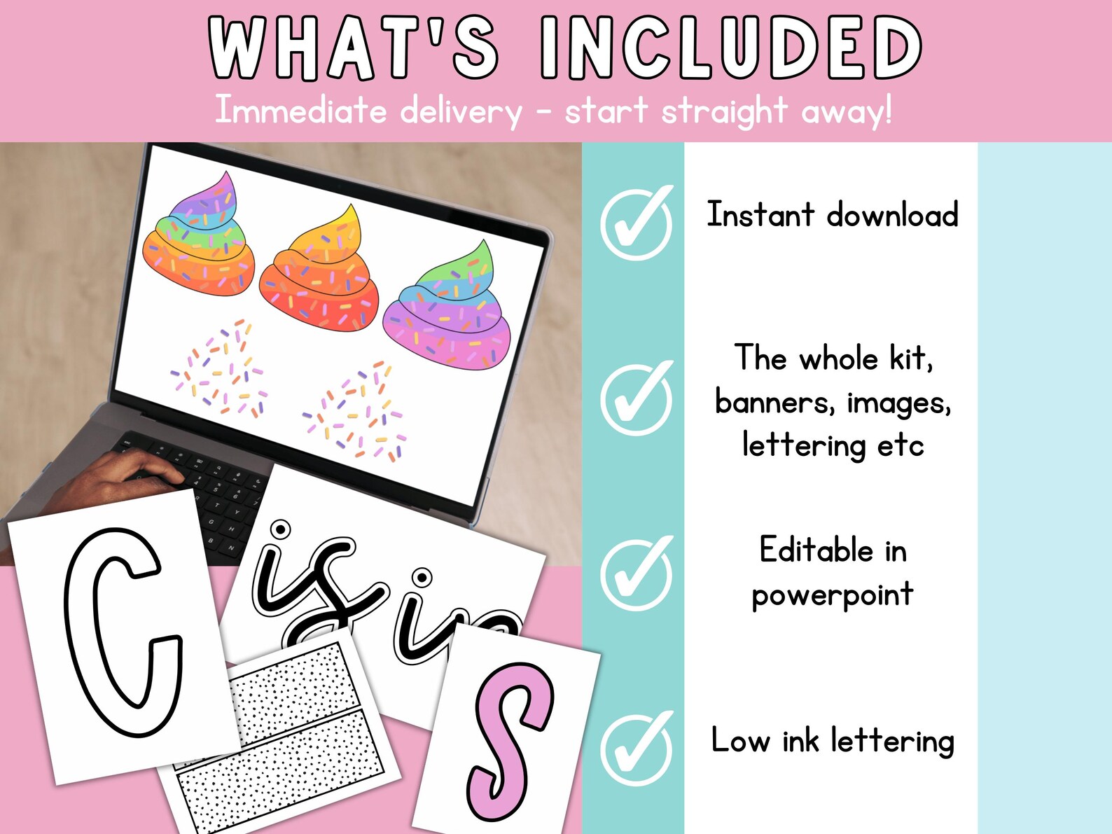 Summer Ice Cream Bulletin Board Kit: Editable Classroom Decor (PDF ...