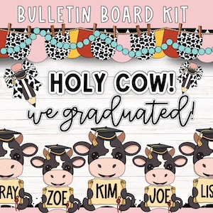 Cow Graduation Bulletin Board Kit: Editable Class of 2025 (digital ...