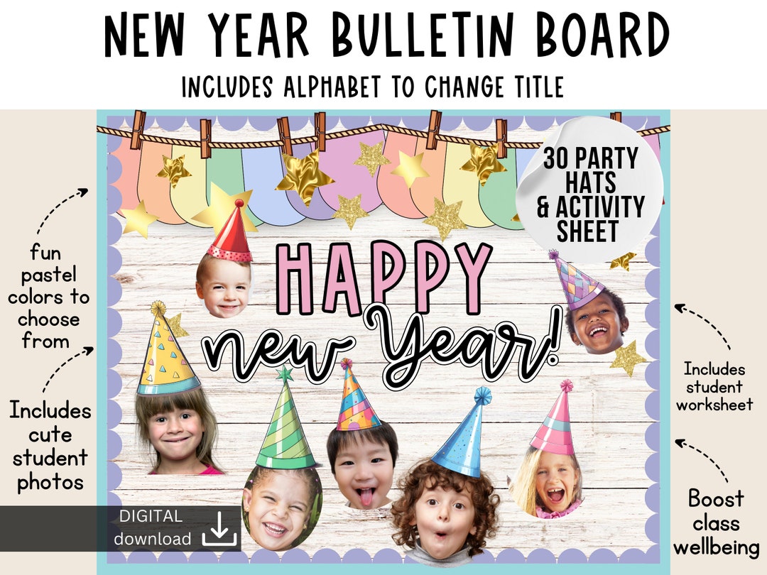 New Year Bulletin Board | Pastel Cosy January Bulletin Board Decor ...