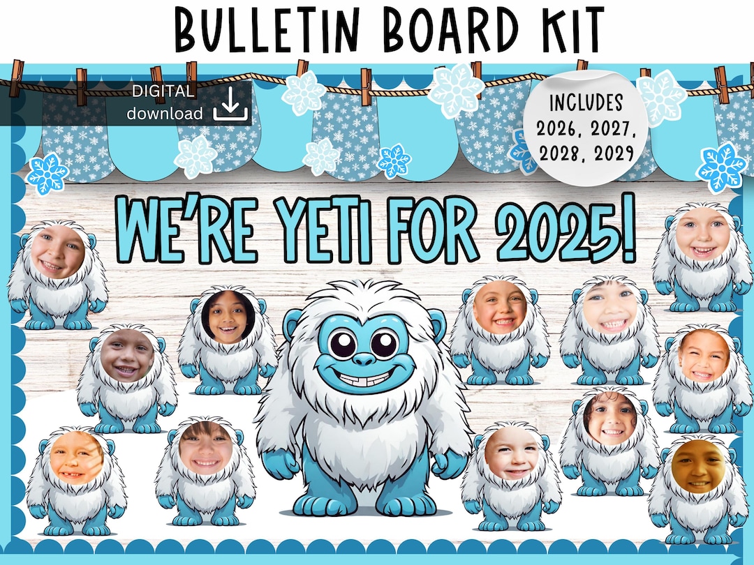 New Year Bulletin Board | Children’s Faces Classroom Decor | Yeti ...