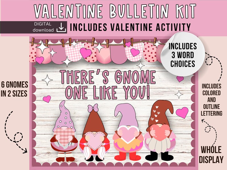 Valentine Bulletin Board | Gnome Bulletin Board | February Bulletin ...