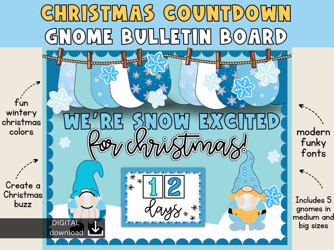 Christmas Countdown Bulletin Board Gnome Bulletin Board - Etsy