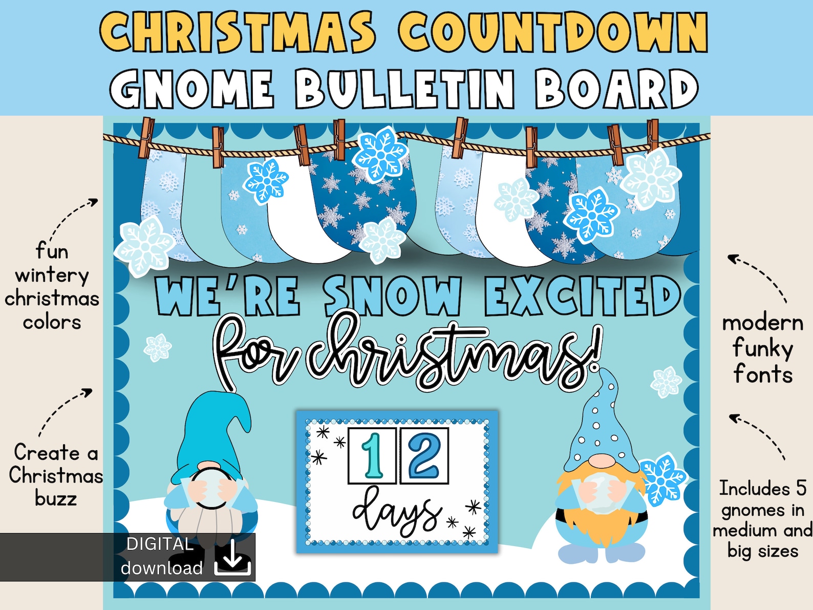 Christmas Countdown Bulletin Board Gnome Bulletin Board - Etsy