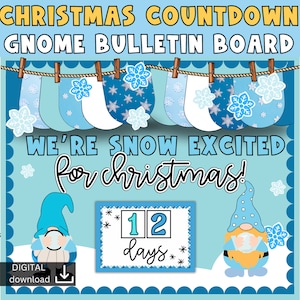 Christmas Countdown Bulletin Board Gnome Bulletin Board - Etsy