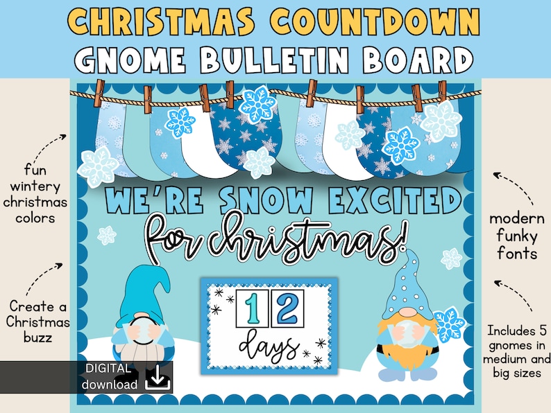 Christmas Countdown Bulletin Board Gnome Bulletin Board - Etsy
