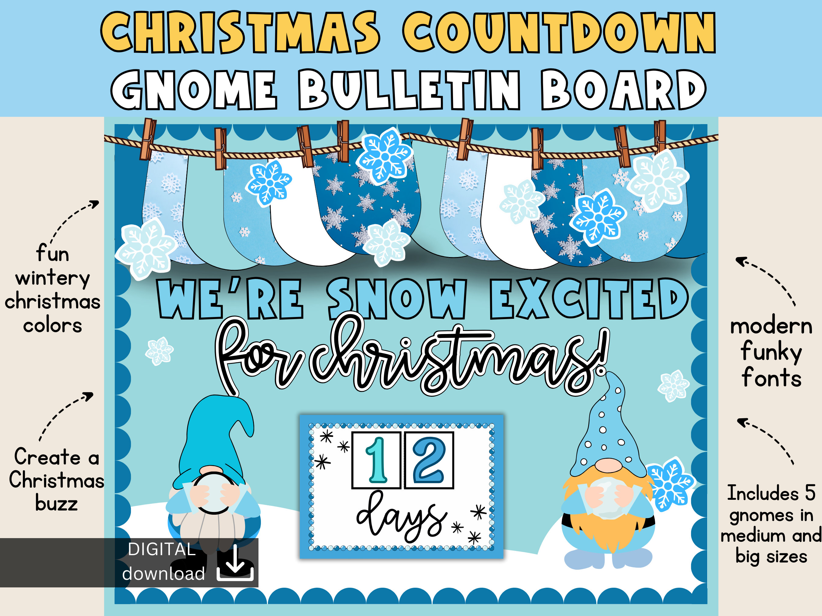 Christmas Countdown Bulletin Board Gnome Bulletin Board - Etsy