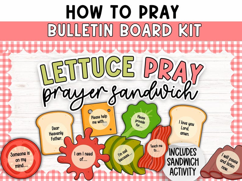 Prayer Sandwich Bulletin Board Kit: Christian Kids Prayer Prompts ...