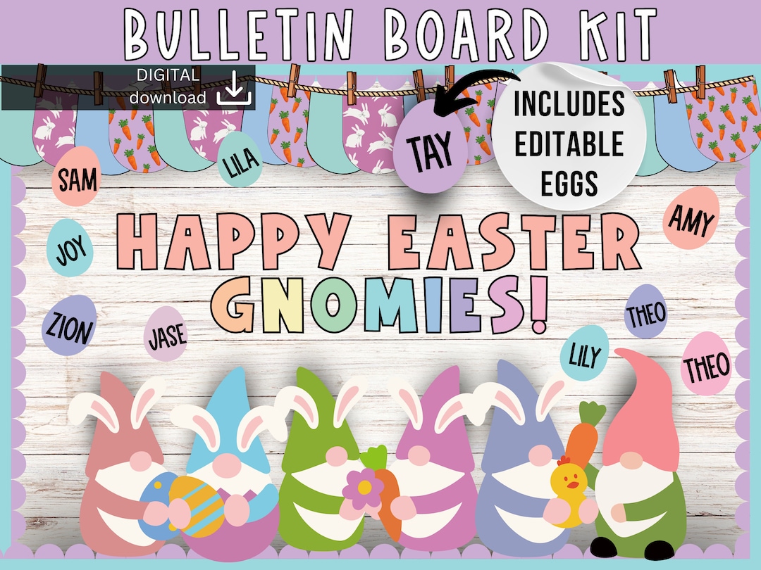 Easter Bulletin Board | April Bulletin Board | Gnomes Bulletin Board ...