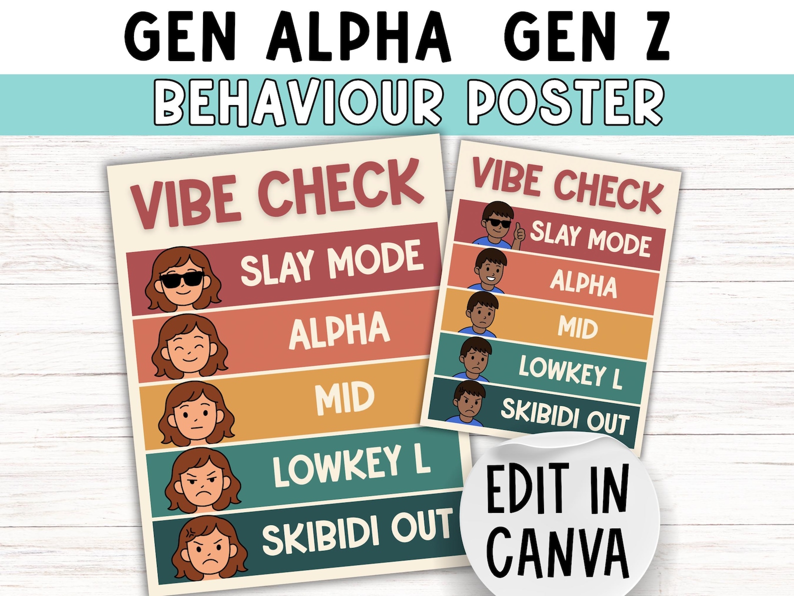 Gen Alpha Slang Classroom Behavior Poster: Editable Vibe Check (PDF ...