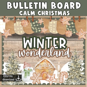 Modern Christmas Classroom Decor Printable | Boho Bulletin Board Decor ...