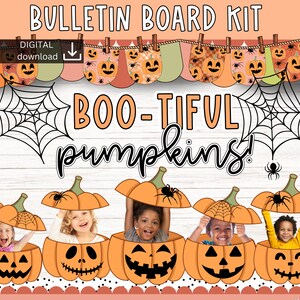 Pumpkin Bulletin Board | Halloween Classroom Decor | Childrens Faces ...