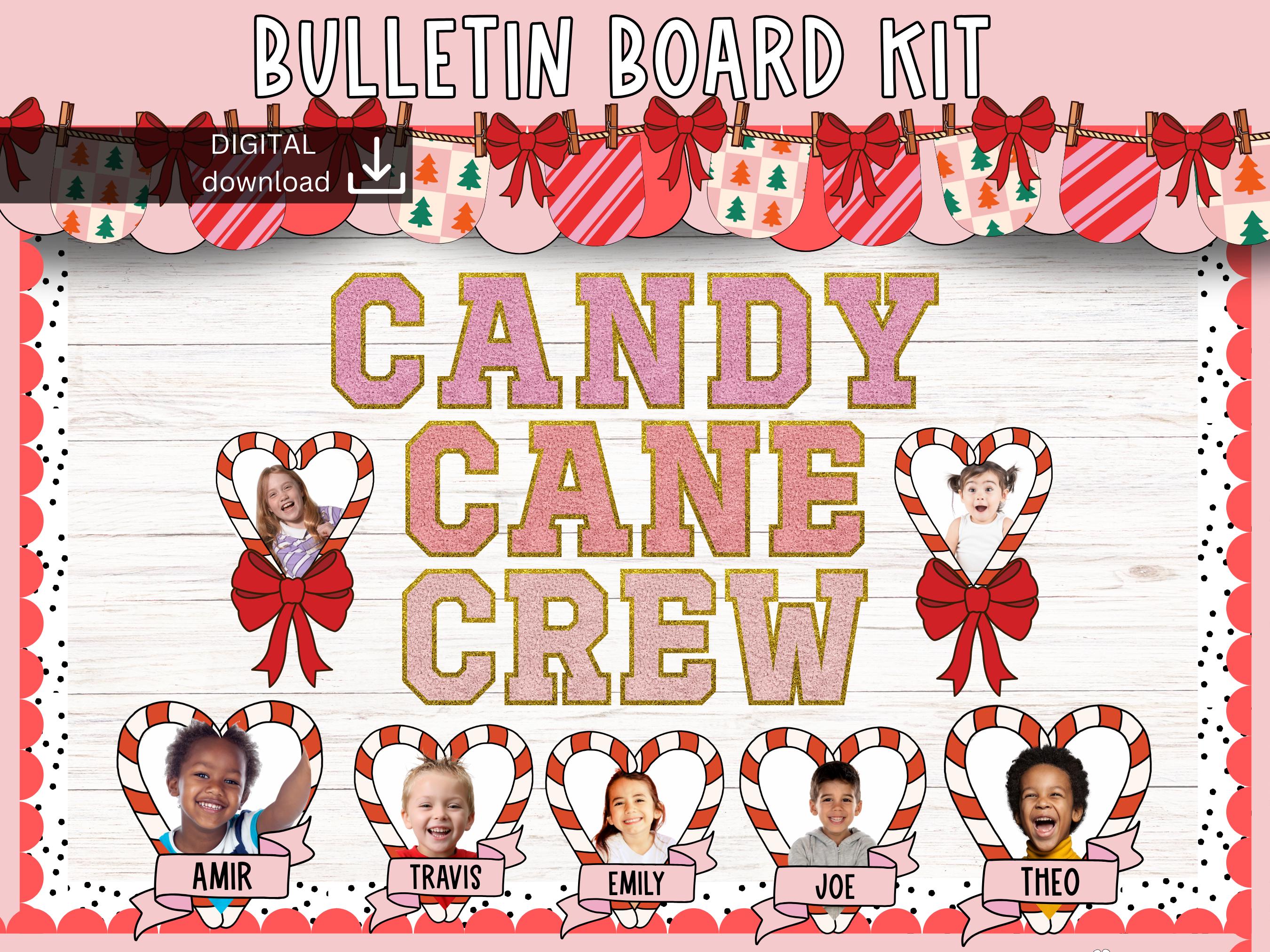 Christmas Bulletin Board Kit | Candy Cane Bulletin Board | Cute Pastel ...