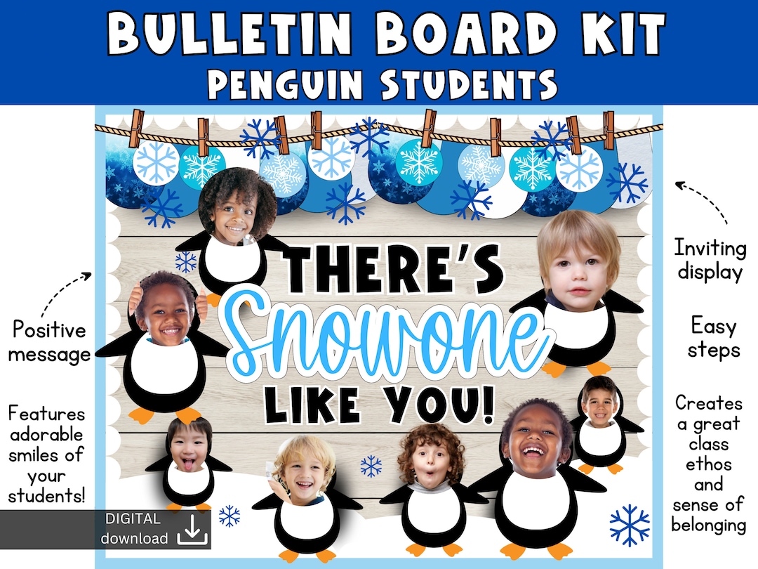 Penguin Bulletin Board | Christmas Bulletin Board | Childrens Faces ...