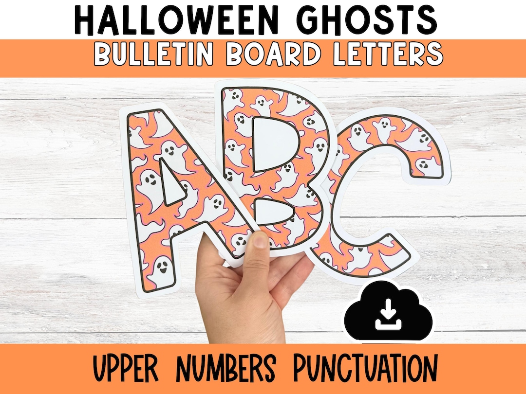 Cute Halloween Alphabet Bulletin Board Kit | Ghost Printable Lettering ...