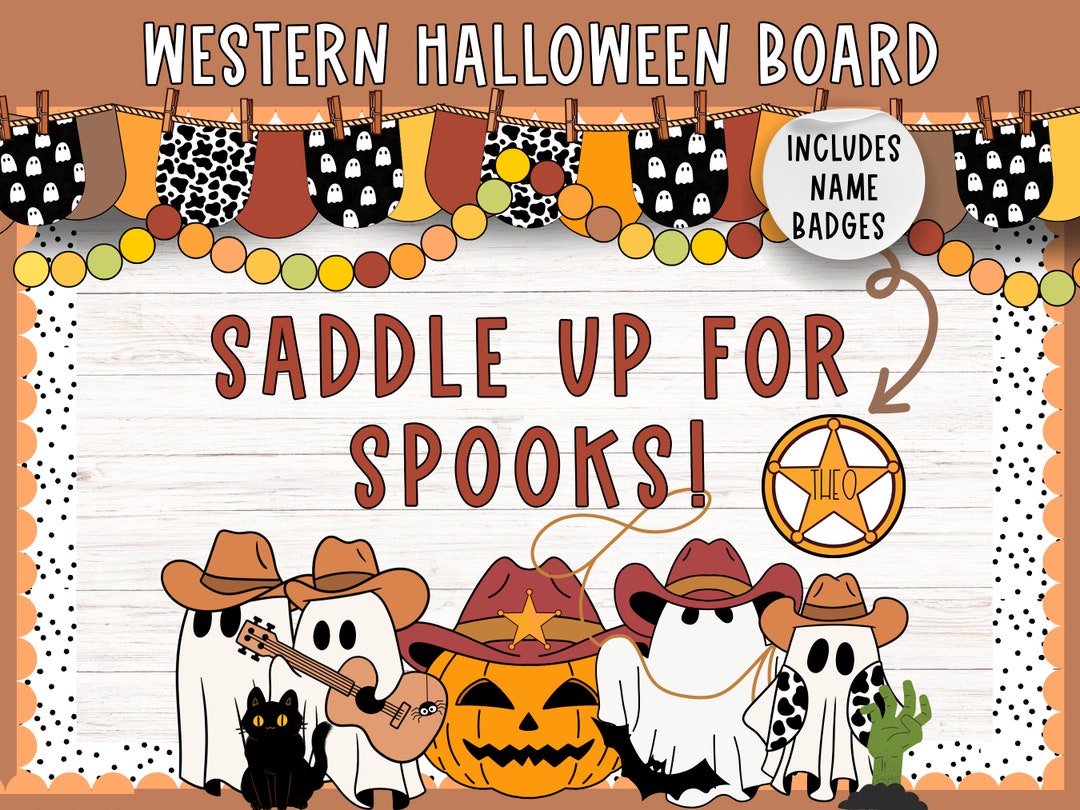 Cowboy Ghosts Bulletin Board Kit | Spooky Rodeo Bulletin Board ...