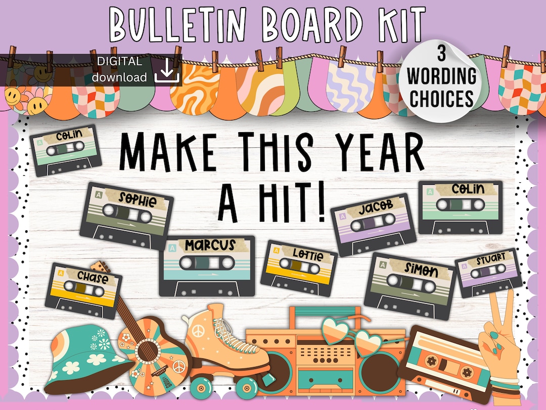 Welcome Back Bulletin Board | Music Retro Bulletin Board | New Year ...