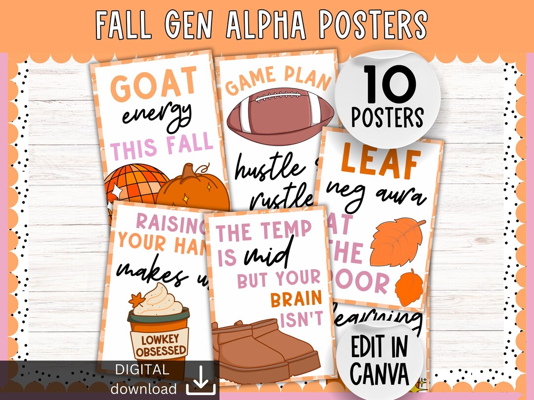 Gen Alpha Slang Classroom Posters: Fall Bulletin Board Decor (digital ...