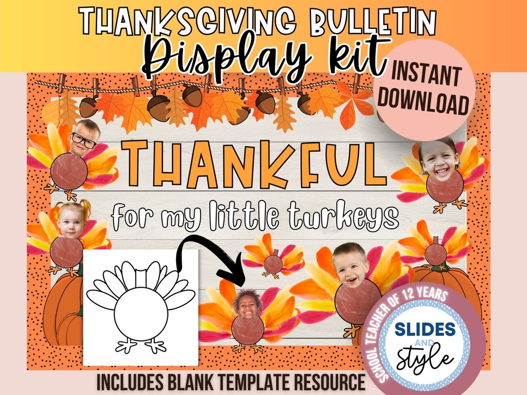 Thanksgiving Bulletin Board Kit Fall Decor Bulletin Board Digital ...