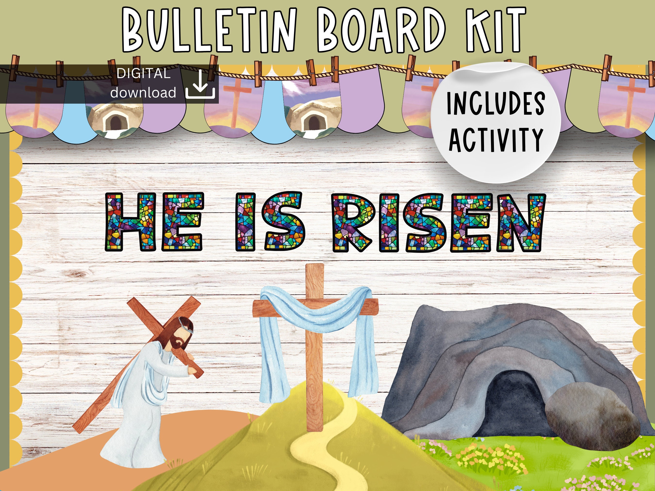 Easter Bulletin Board | Jesus Bulletin Board | He is Risen Bulletin ...