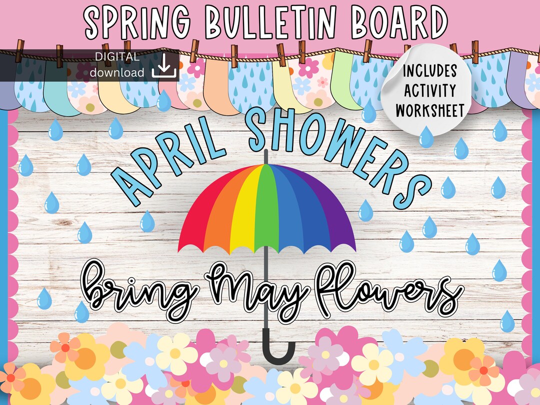 Spring Bulletin Board | April Showers Bulletin | Pastel Classroom Decor ...