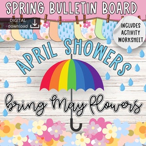 Spring Bulletin Board April Showers Bulletin Pastel Classroom Decor ...