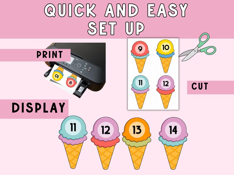 Summer Countdown Bulletin Board Kit: Ice Cream Theme (digital Download ...