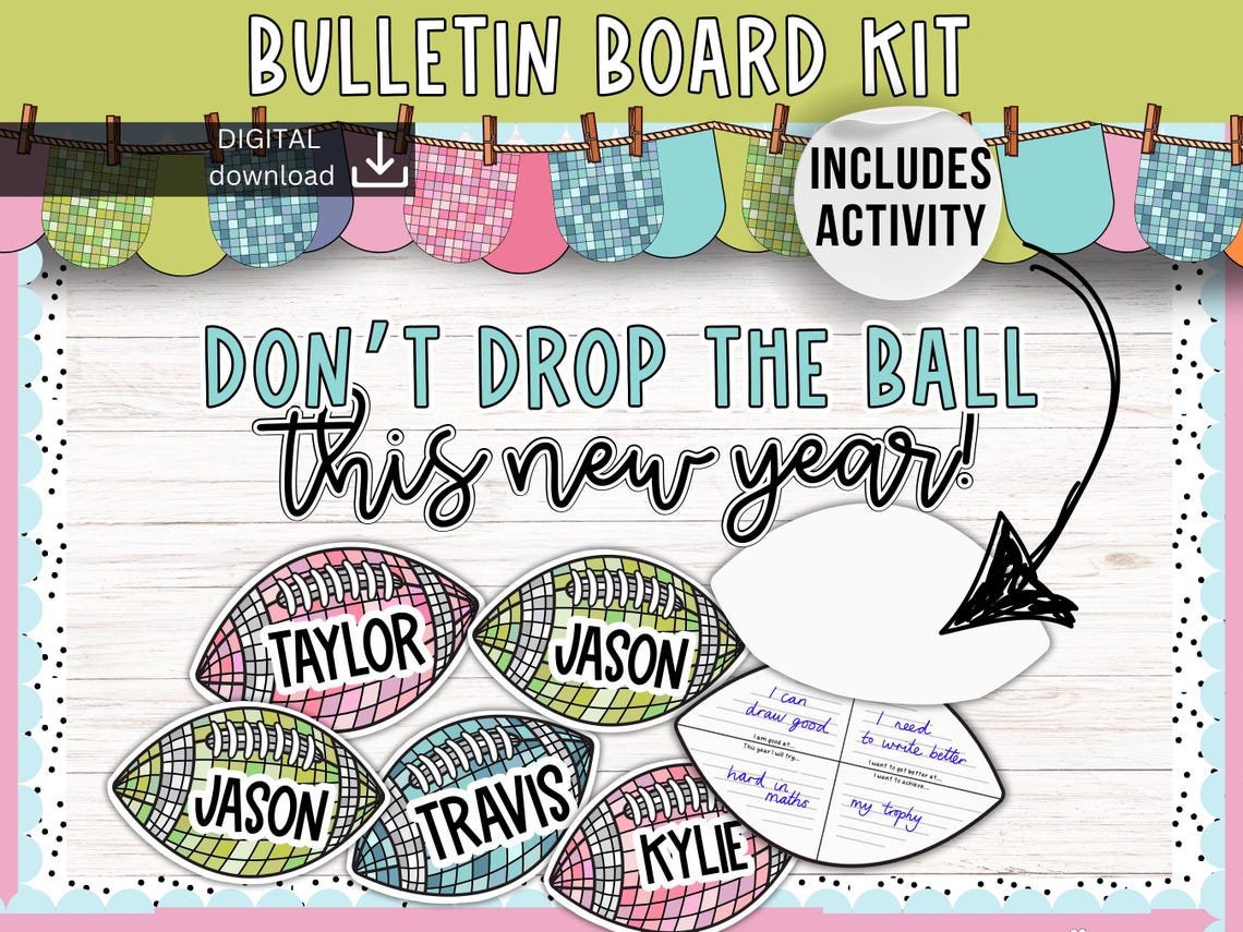 New Year Bulletin Board | Goals Bulletin Board | Resolutions Bulletin ...