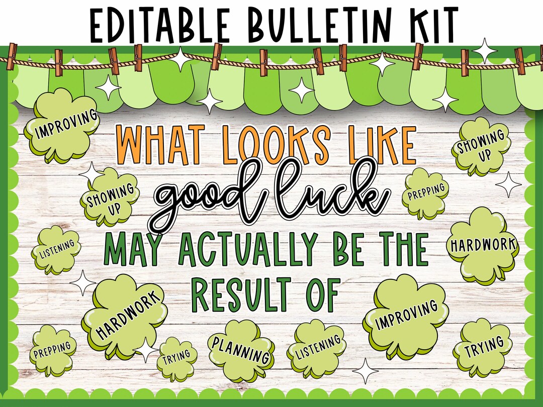 St Patricks Day Bulletin Board Shamrock Bulletin Board Editable ...