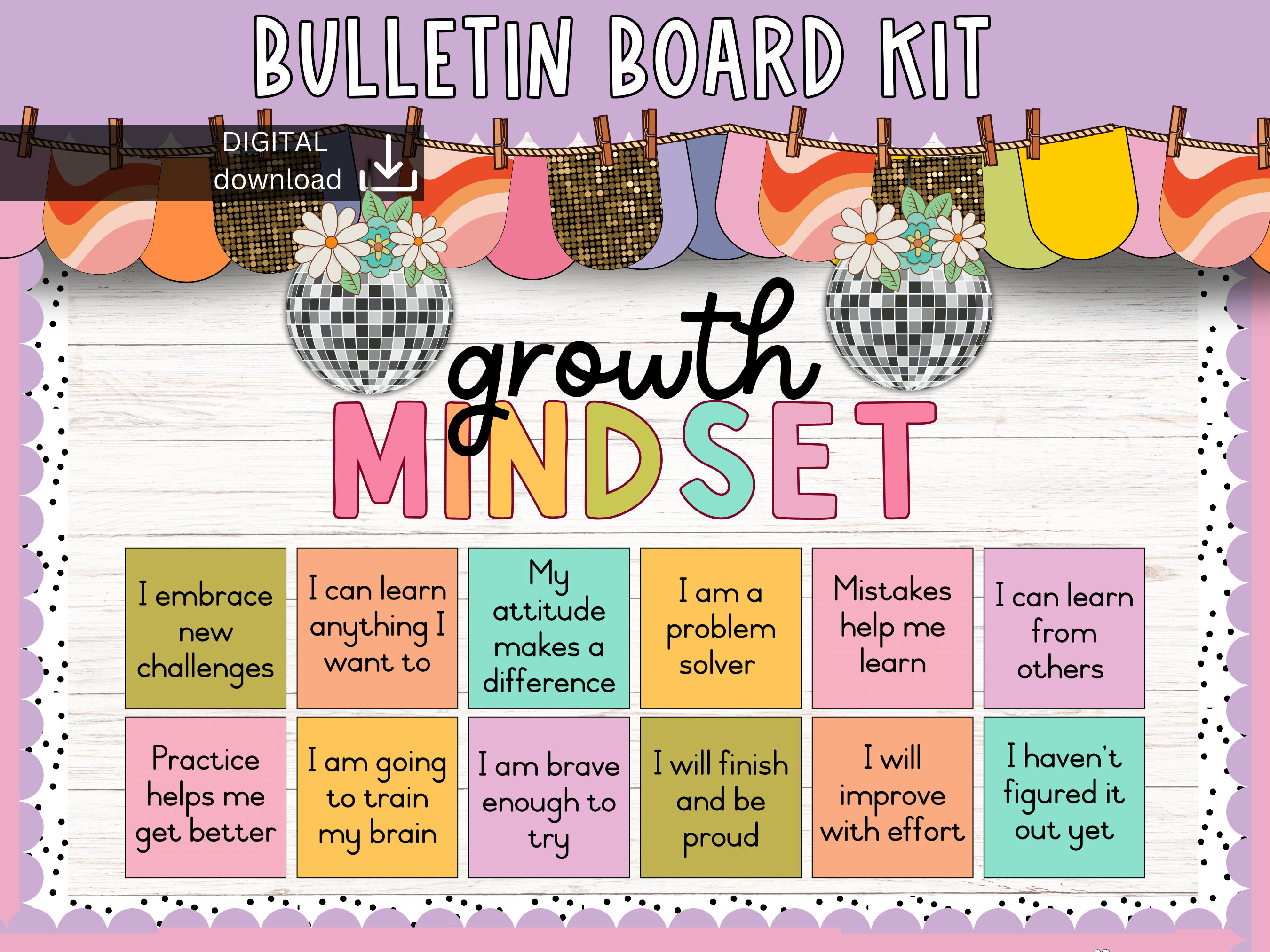 Motivational Bulletin Board | Positive Bulletin Board | Growth Mindset ...