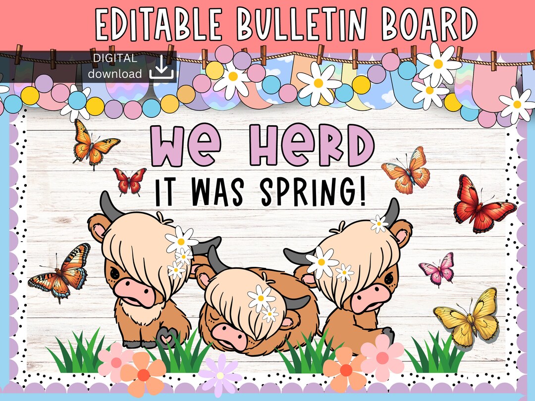 Highland Cow Bulletin Board | Spring Bulletin | Cute Classroom Decor ...